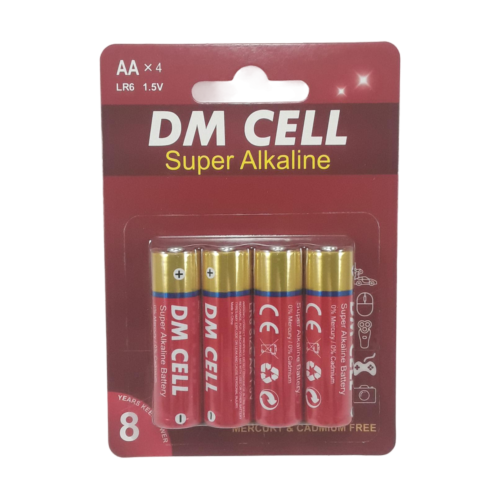 باتری سوپر آلکالاین قلمی DM CELL | کارت 4 تایی | 1.5V AA - فروشگاه اینترنتی پاورالکترا